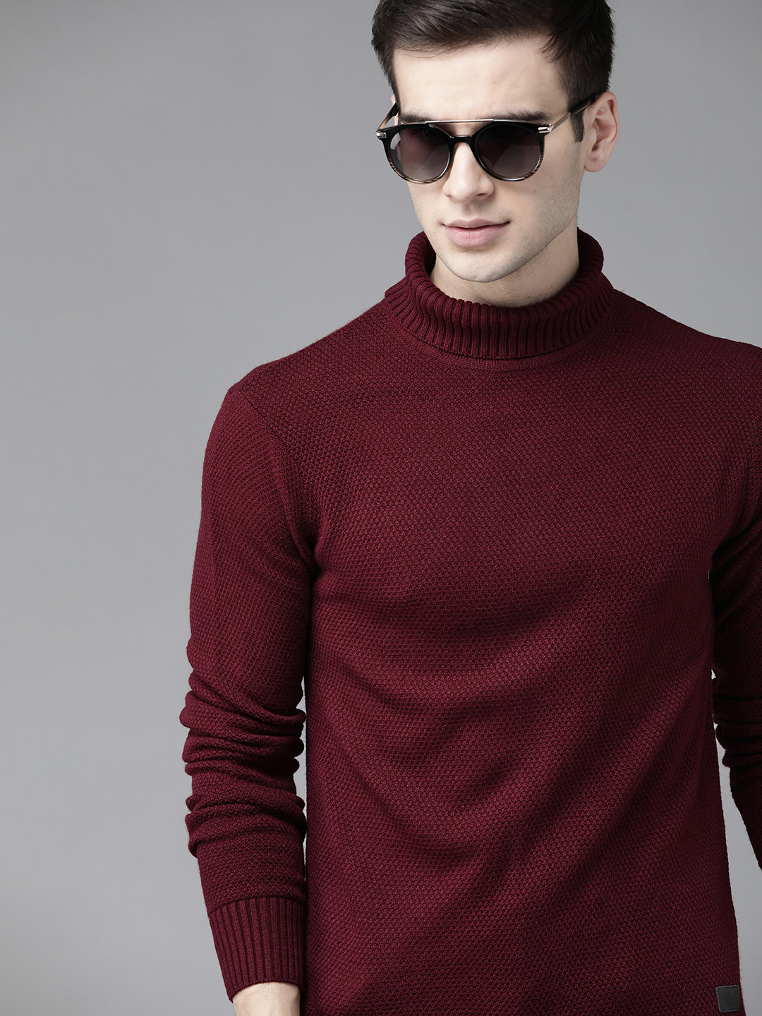 Buy Roadster Men Maroon Pullover - Sweaters for Men 14320122 | Myntra