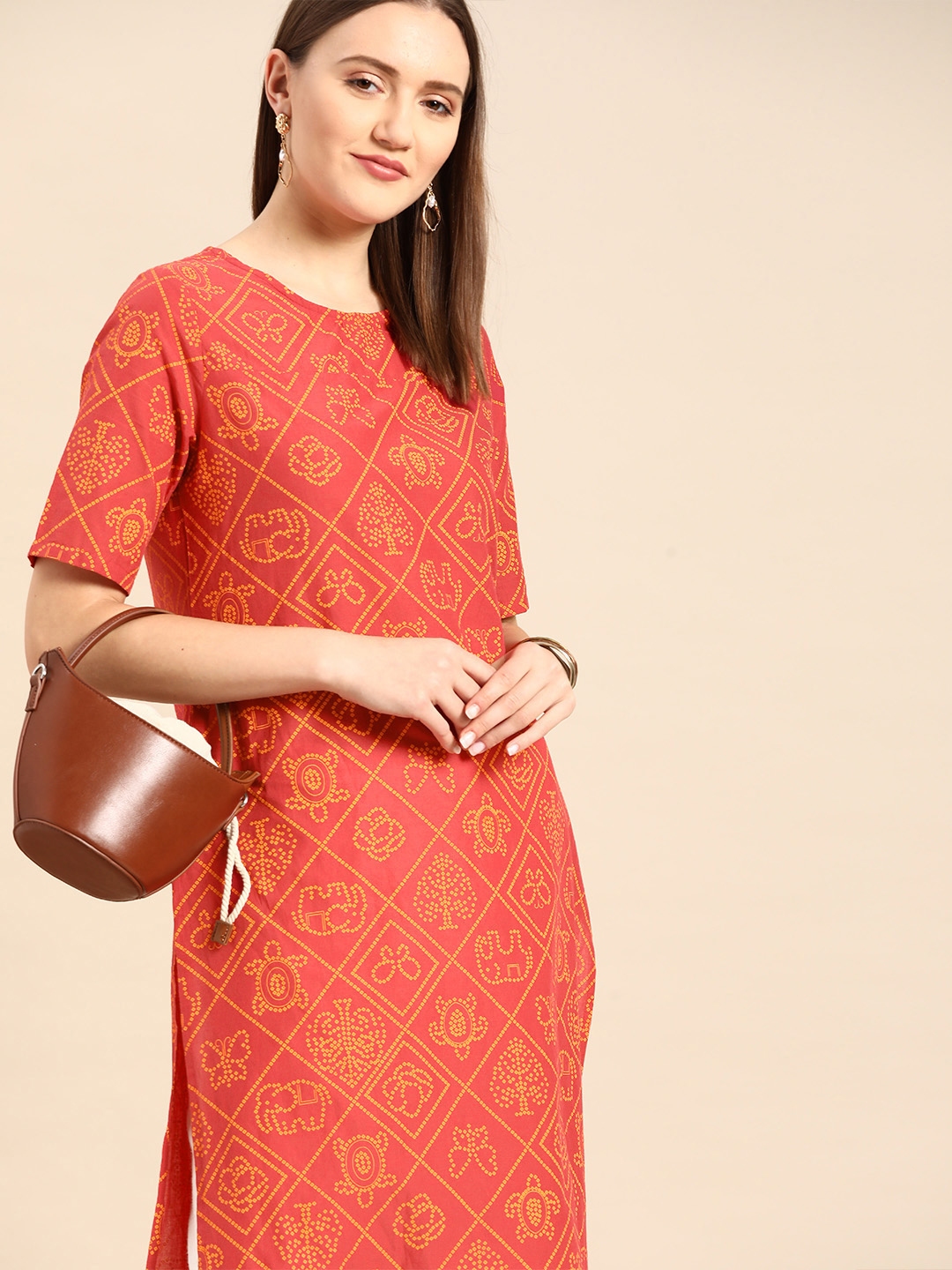 Buy Anouk Women Red & Mustard Yellow Pure Cotton Geometric Printed ... Buy Anouk Women Red & Mustard Yellow Pure Cotton Geometric Printed ...