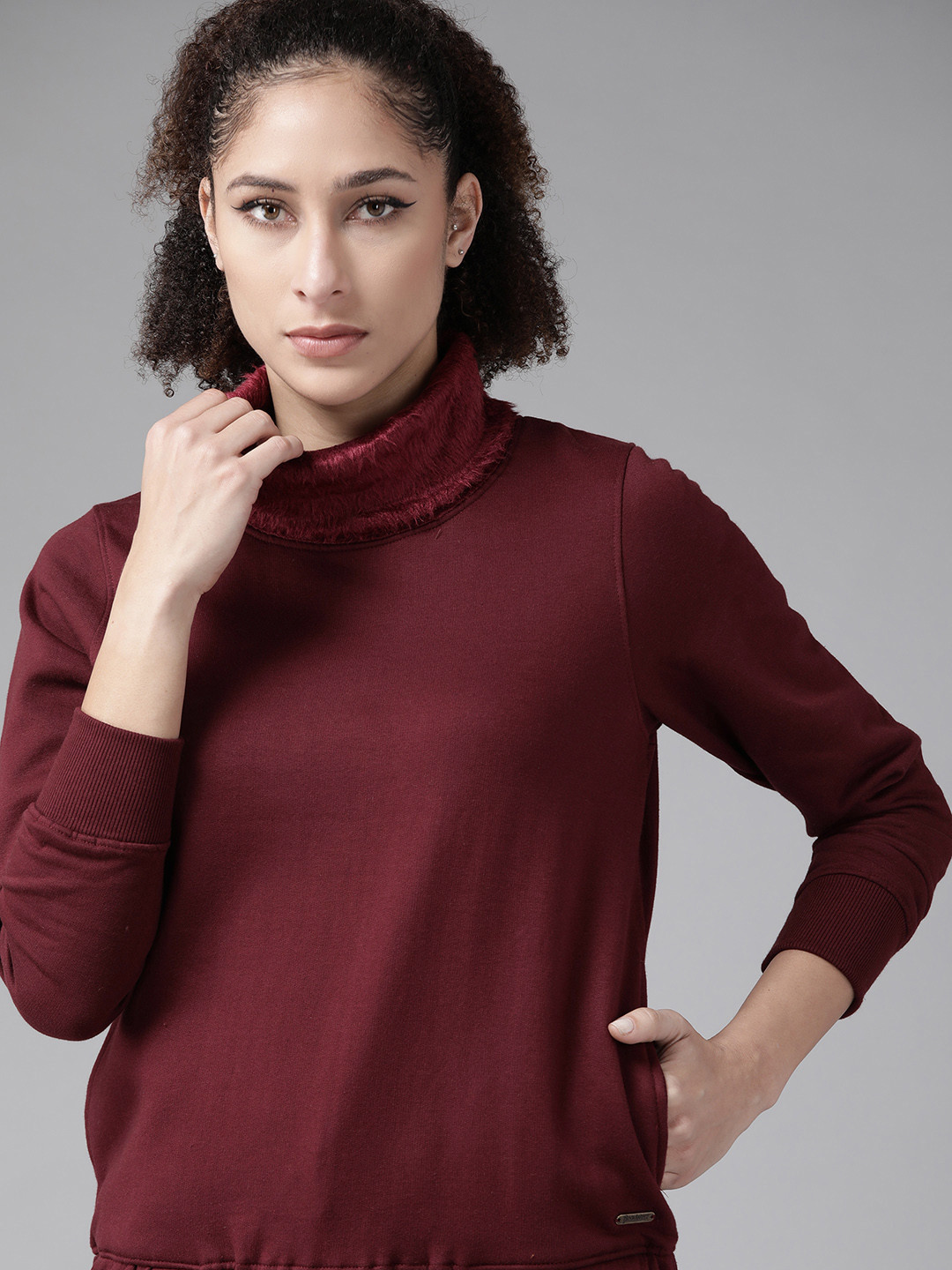 Buy Roadster Women Maroon Sweatshirt - Sweatshirts for Women 14332410 ...