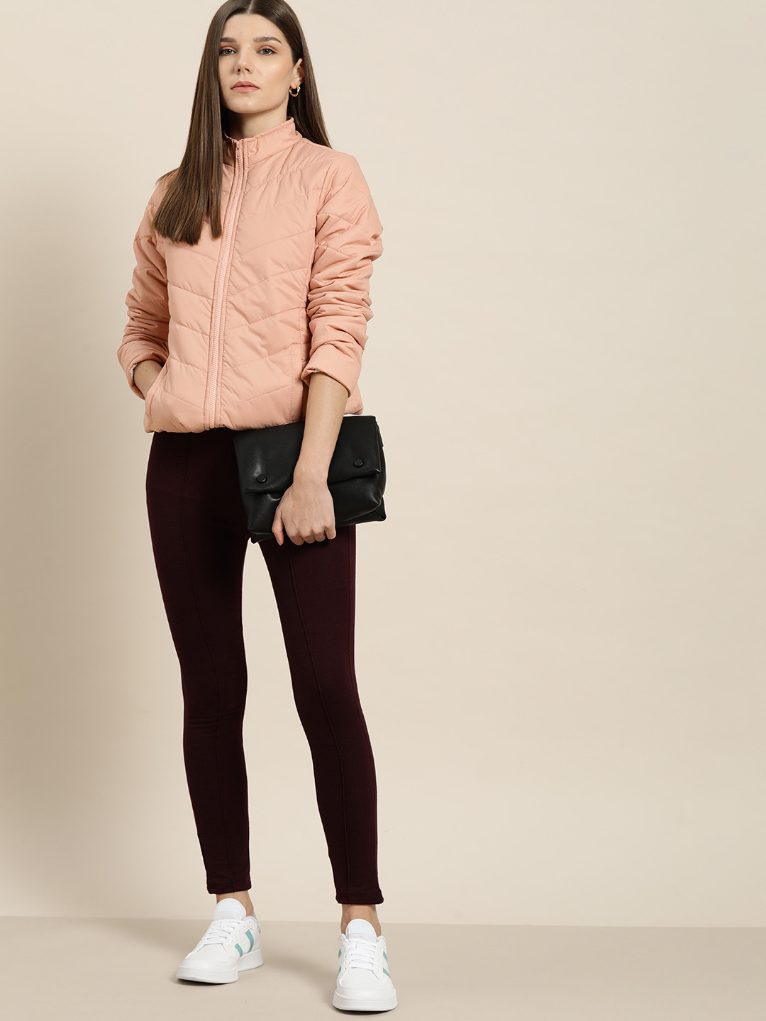 Buy Her By Invictus Women Pink Padded Jacket - Jackets for Women ...