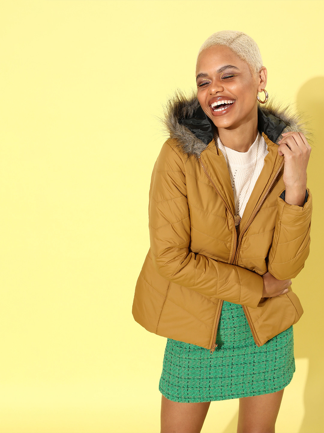 Buy Her By Invictus Women Camel Brown Solid Parka Jacket - Jackets for ...