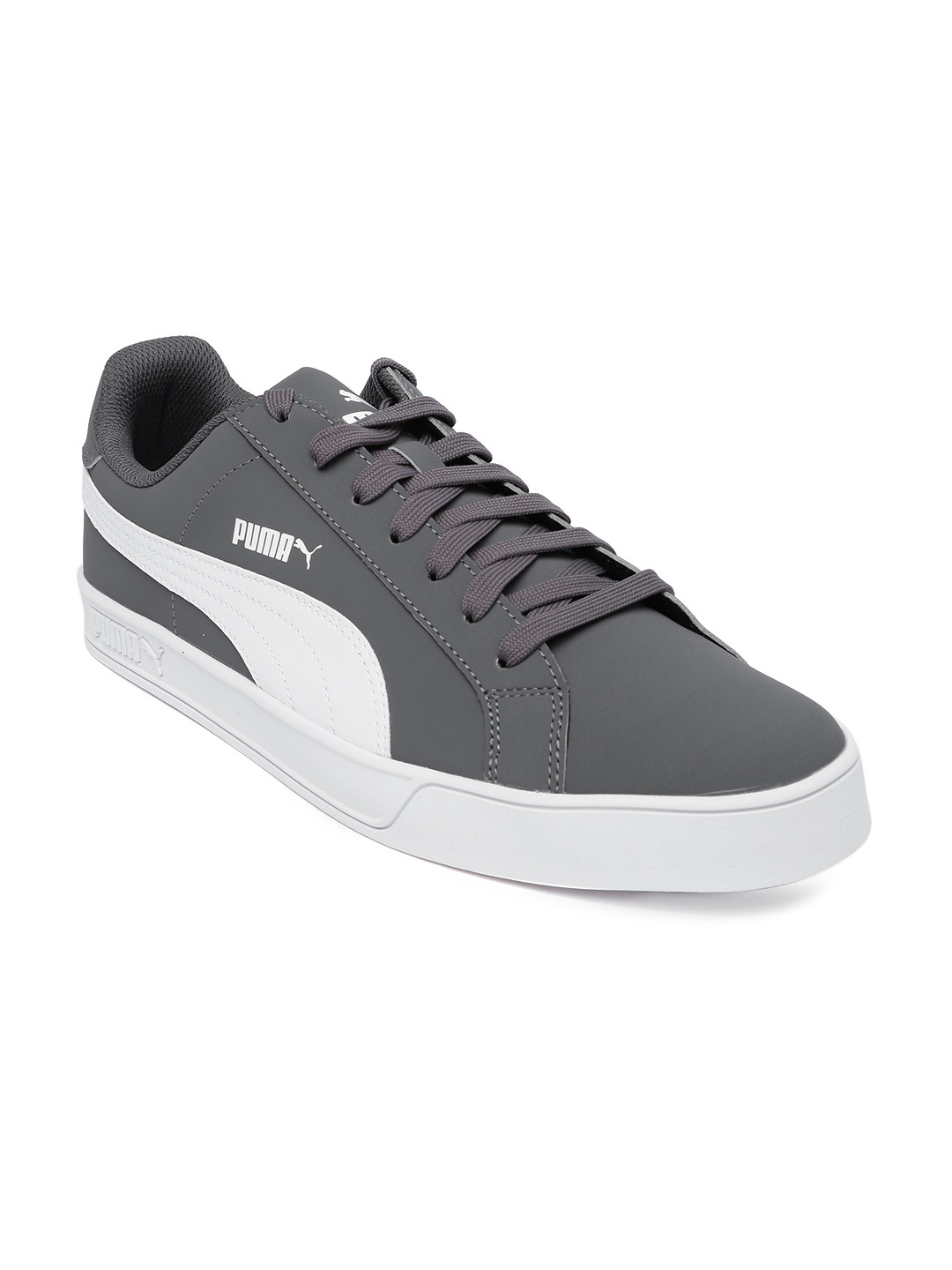 Buy PUMA Men Charcoal Grey Smash Vulc Sneakers - Casual Shoes for Men ...