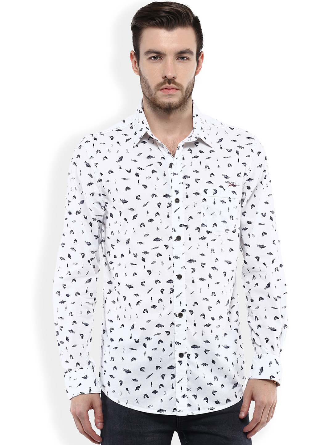 Buy Mufti White Printed Slim Casual Shirt - Shirts for Men 1435402 | Myntra