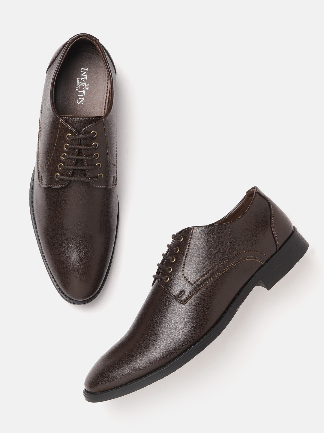 Buy INVICTUS Men Coffee Brown Solid Formal Derbys - Formal Shoes for ...