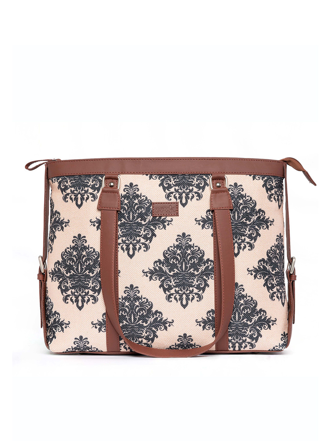 Buy ZOUK Beige Ethnic Mughal Motif Printed Vegan Leather 16 Inch Laptop ...