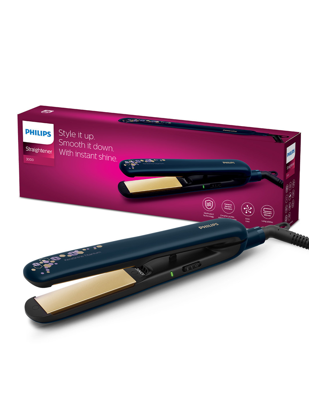 Buy Philips BHS397/40 Hair Straightener SilkProtect Keratin Titanium ...