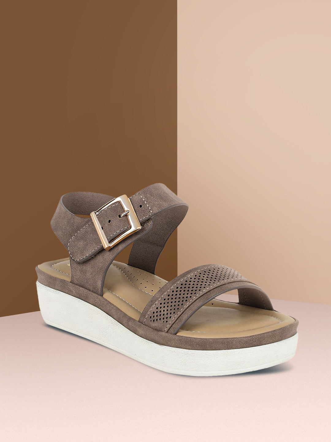 Buy Bata Comfit Women Grey Solid Sandals - Heels for Women 14365290 ...