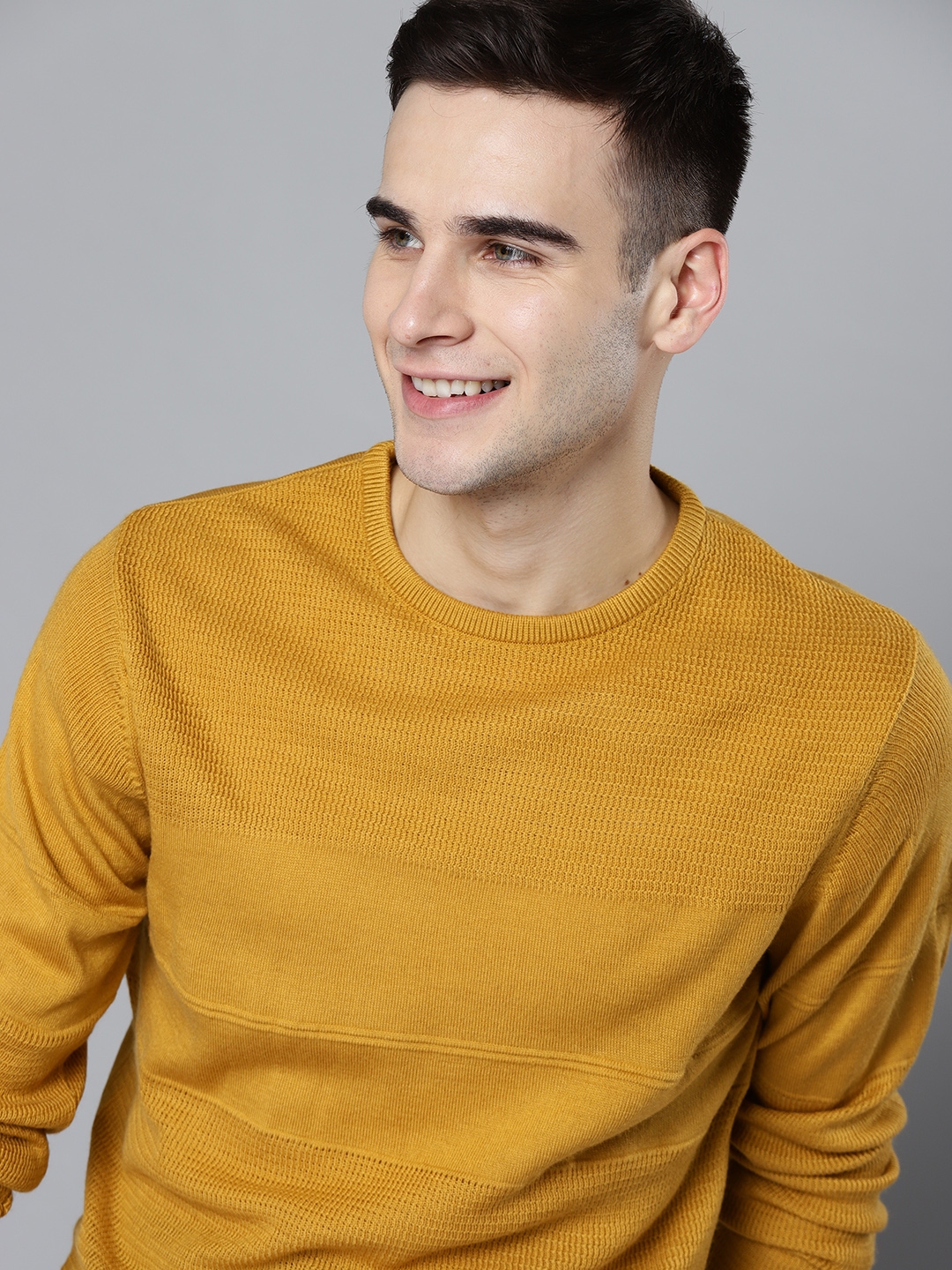 Buy Mast & Harbour Men Mustard Yellow Self Design Pullover - Sweaters ... Buy Mast & Harbour Men Mustard Yellow Self Design Pullover - Sweaters ...