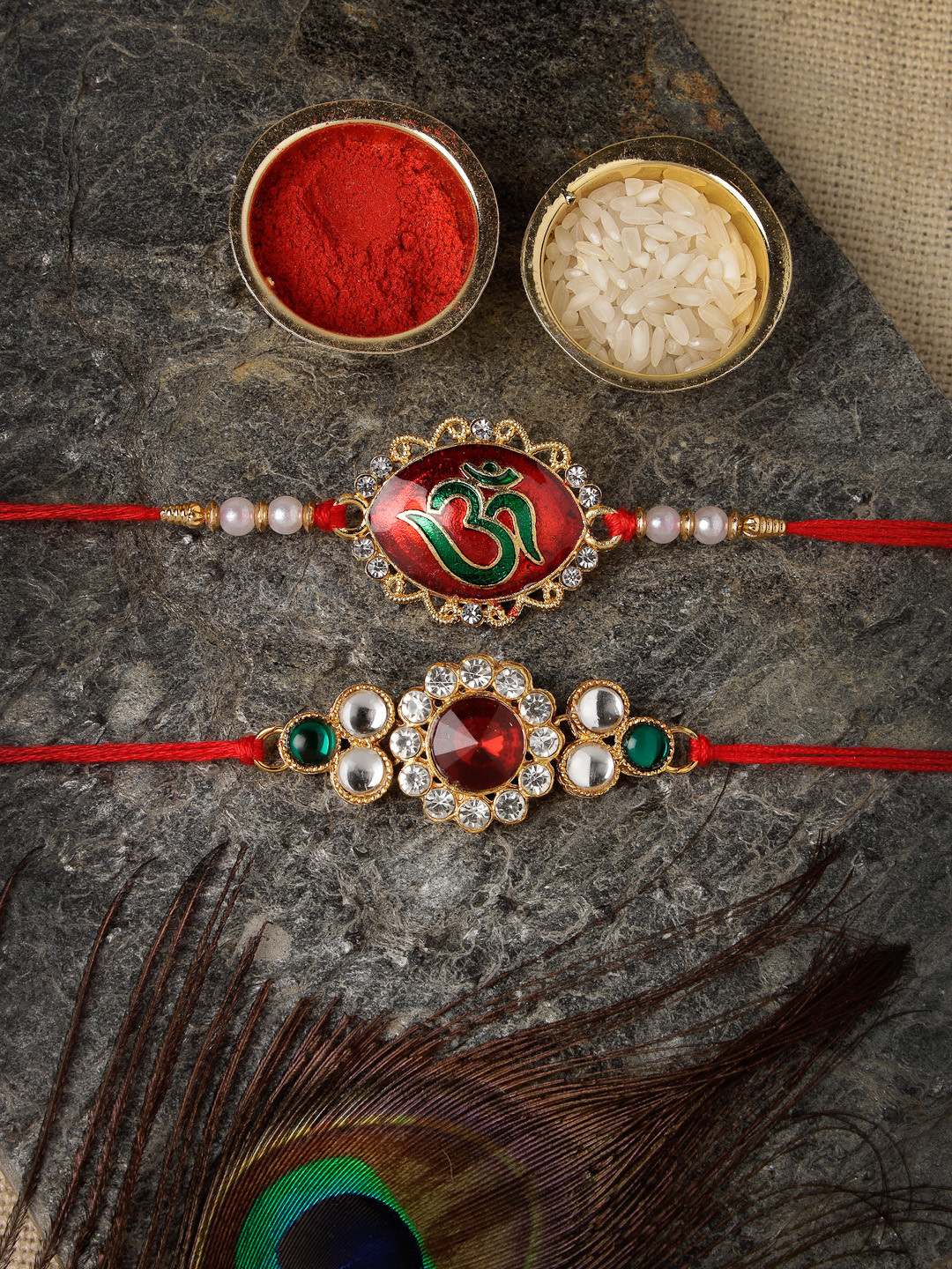Buy Sukkhi Rakhi Men Set Of 2 Rakhi Combo With Roli Chawal And Raksha ...