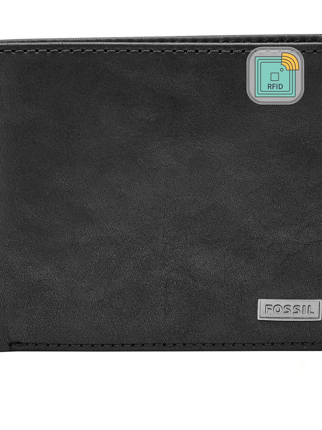 Buy Fossil Men Black Textured RFID Leather Two Fold Wallet With ...