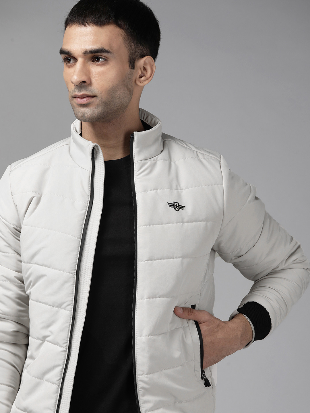 Buy Roadster Men White Solid Padded Jacket - Jackets for Men 14373424 ...