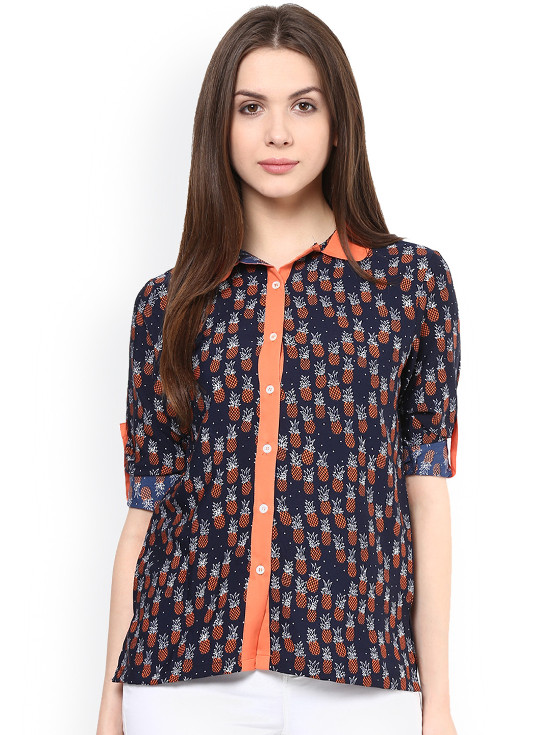 Buy RARE Navy Printed Shirt - Shirts for Women 1437344 | Myntra