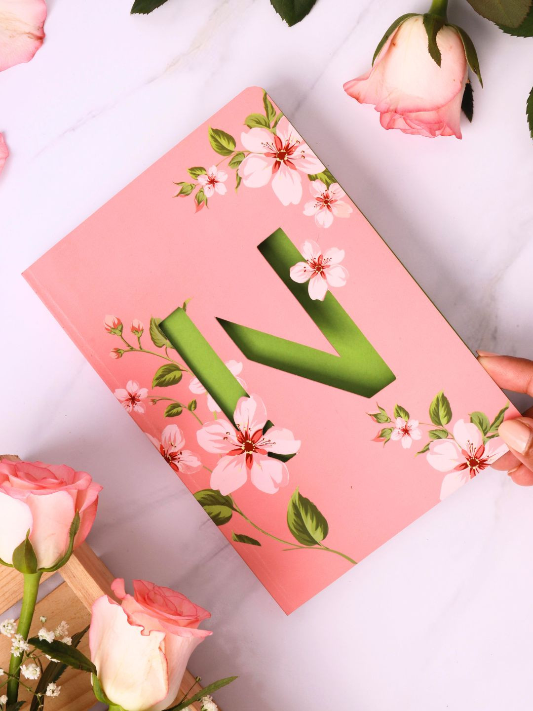 Buy Doodle Pink & Olive Green Initial N Monogram Soft Bound Diary ...