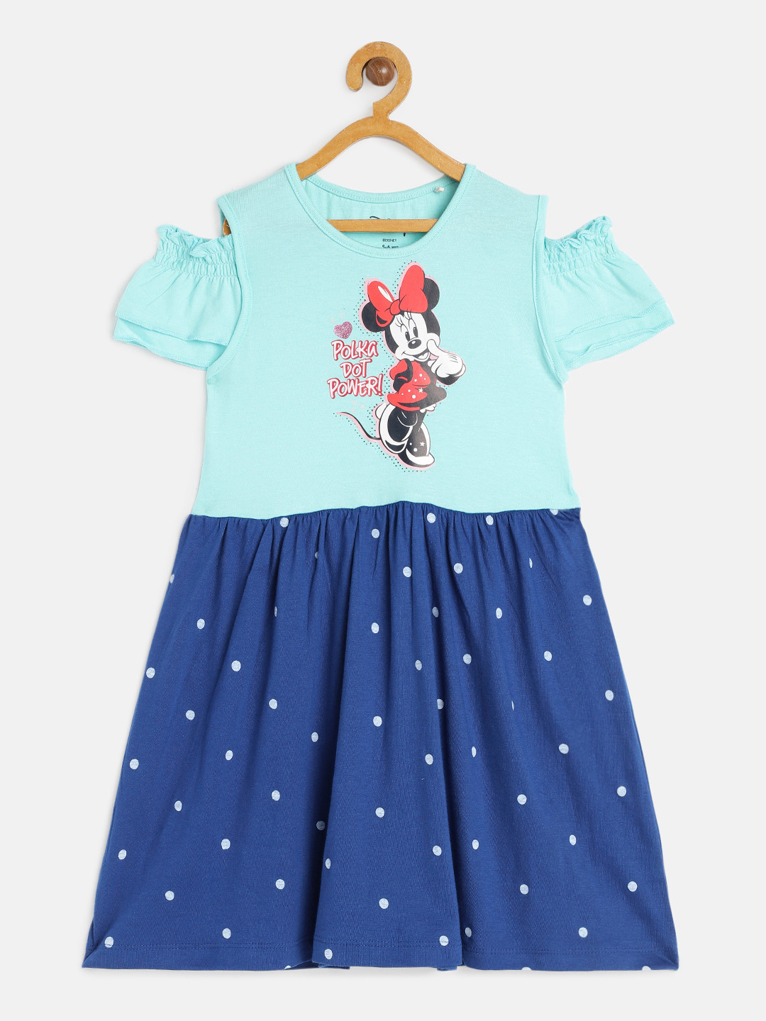 Buy Disney By Miss And Chief Girls Blue Polka Dots Printed Pure Cotton ...