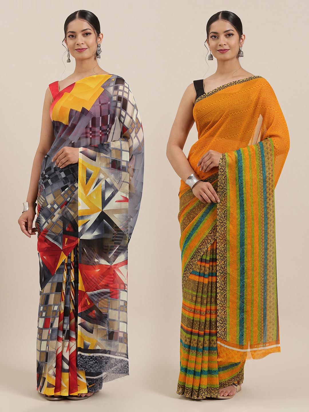 Buy ANAND SAREES Pack Of 2 Printed Sarees - Sarees for Women 14429204 ...