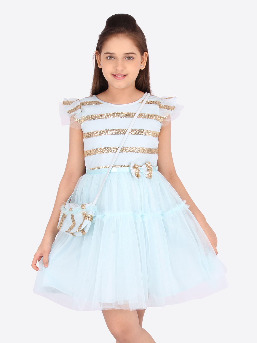 Buy CUTECUMBER Blue Embroidered Net Dress - Dresses for Girls 14431242 ...