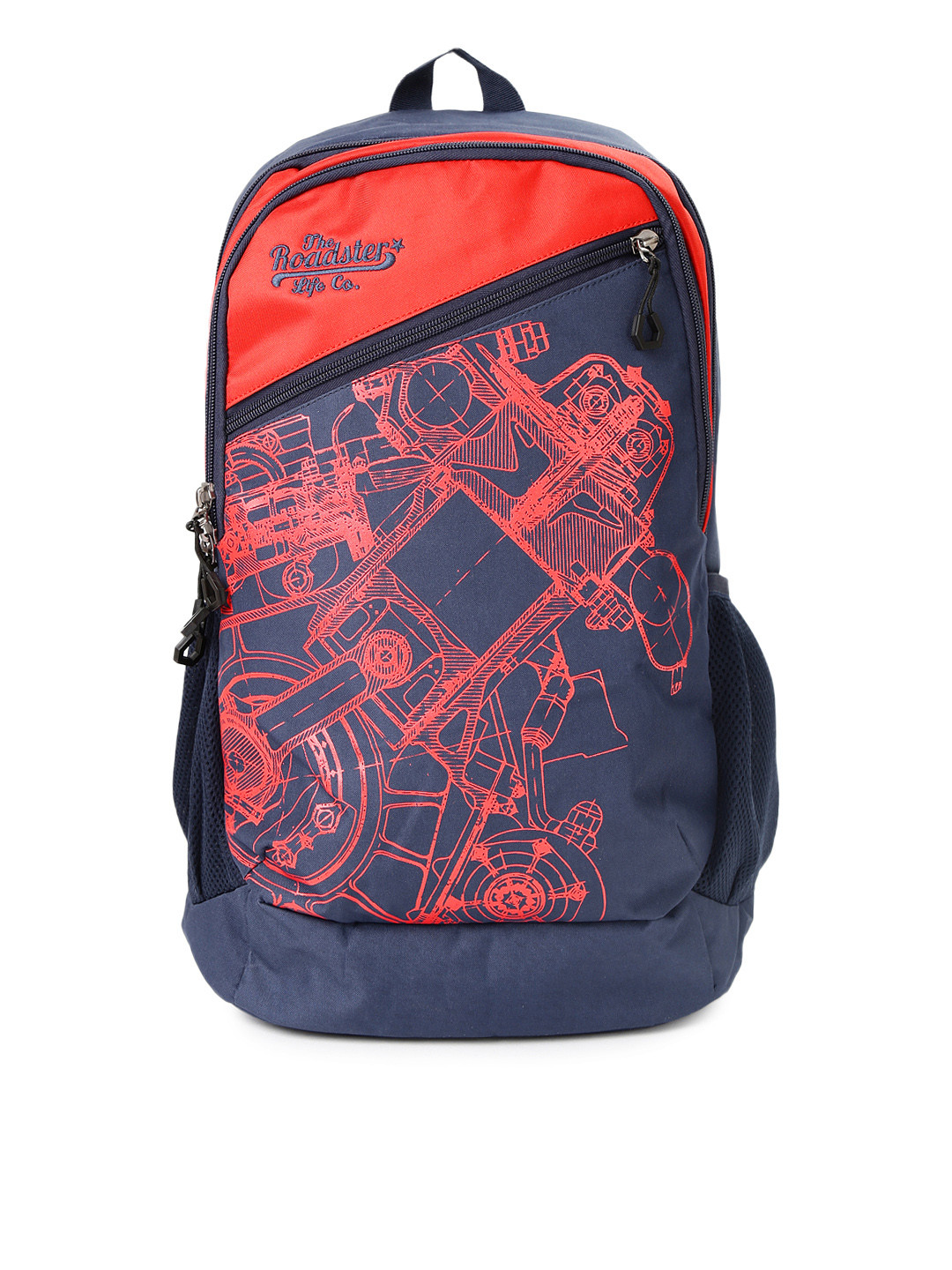 Buy Roadster Men Blue & Red Printed Backpack - Backpacks for Men ...