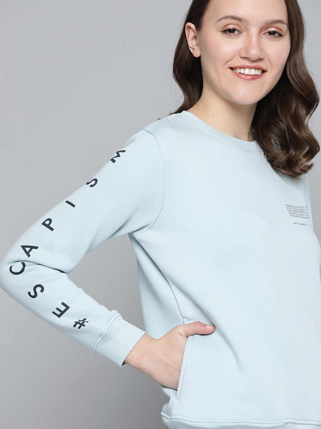 Buy Mast & Harbour Women Blue Printed Sweatshirt - Sweatshirts for ...