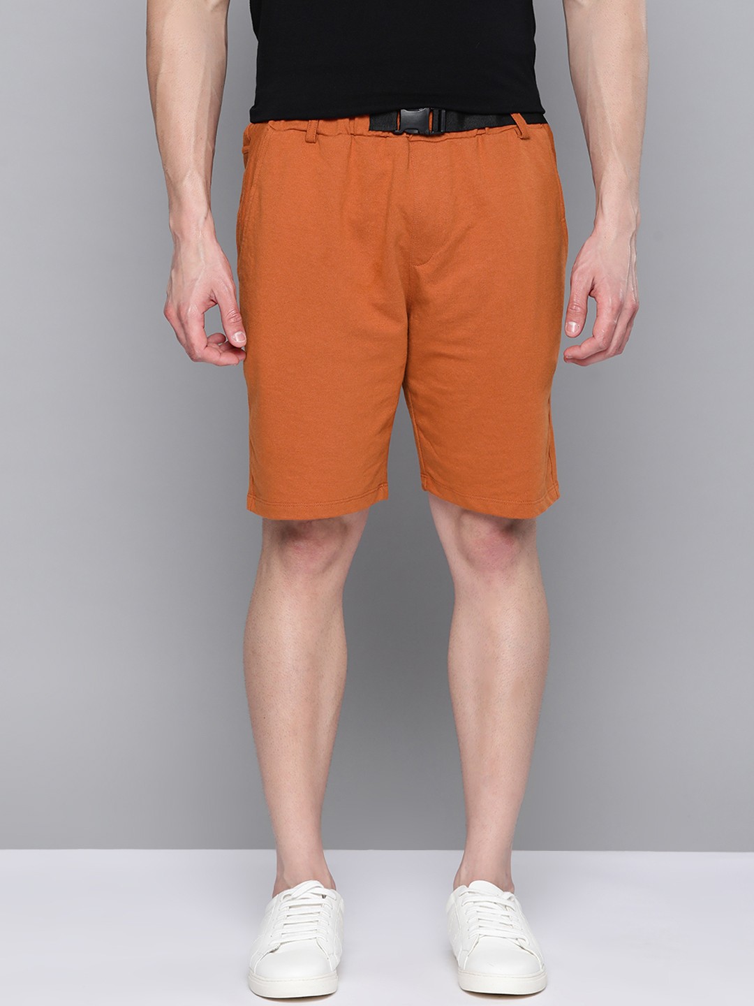 Buy Mast And Harbour Men Rust Orange Solid Shorts Shorts For Men