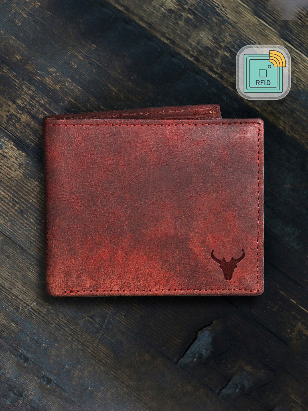 Buy NAPA HIDE Men Brown Textured Leather Two Fold Wallet With RFID ...