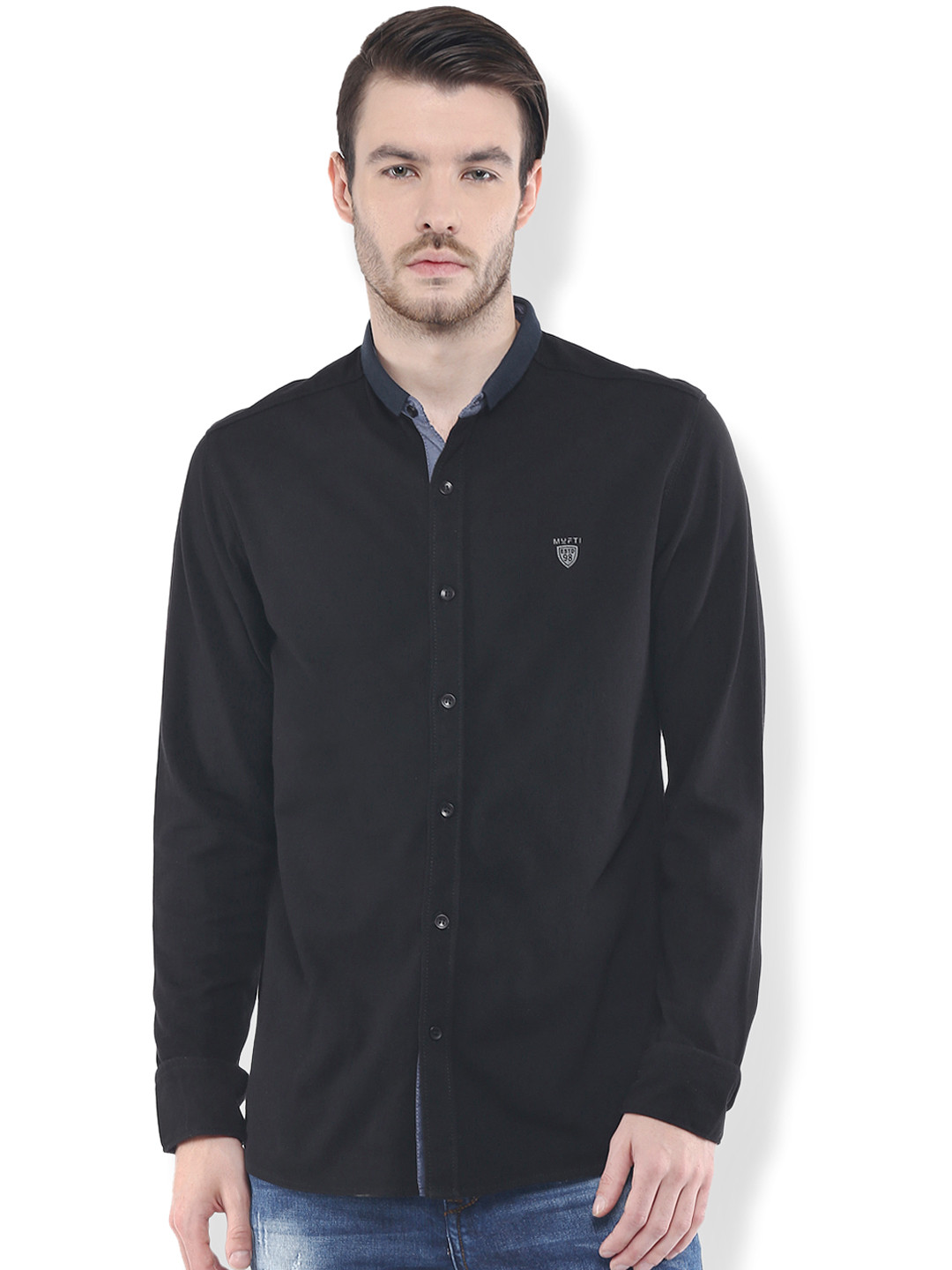 Buy Mufti Black Slim Fit Casual Shirt - Shirts for Men 1445214 | Myntra