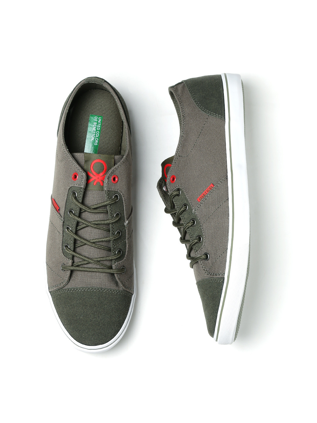Buy United Colors Of Benetton Men Olive Green Canvas Shoes - Casual ...