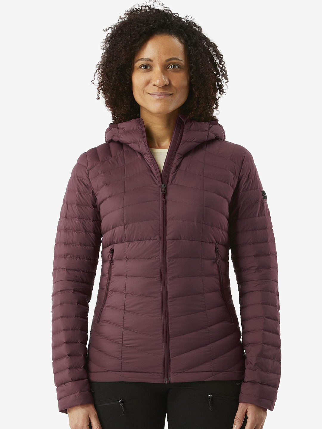 Buy FORCLAZ By Decathlon Solid Burgundy Upto 5 Degrees Hooded Down ...