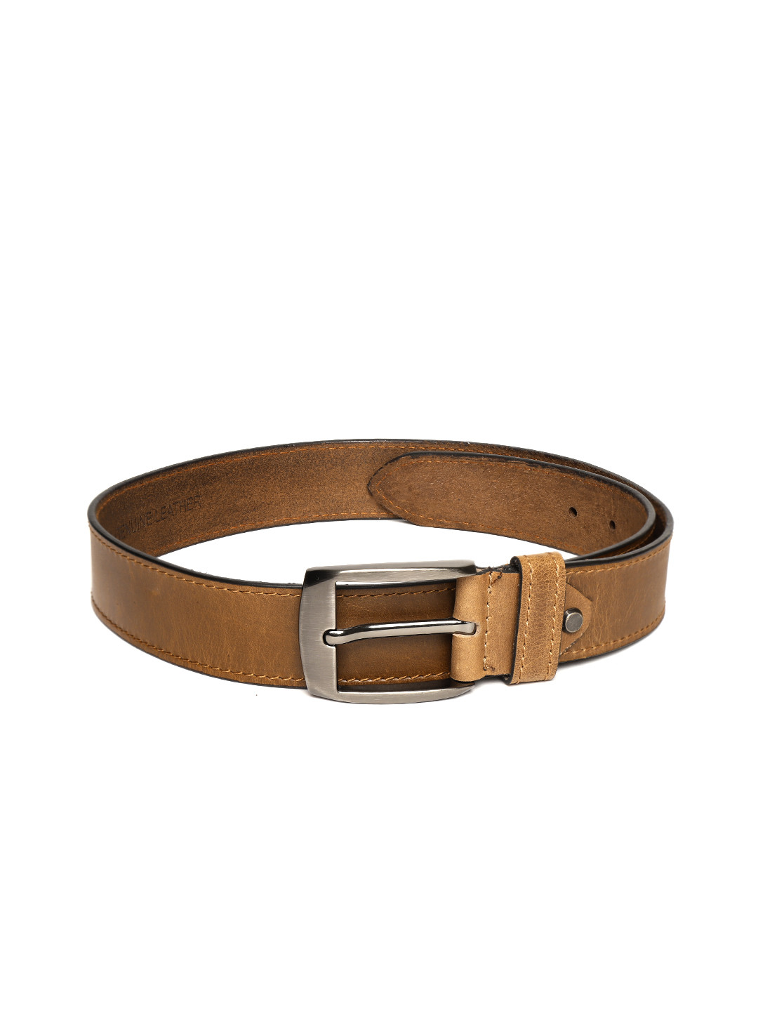 Buy Roadster Men Camel Brown Solid Leather Belt - Belts for Men ...