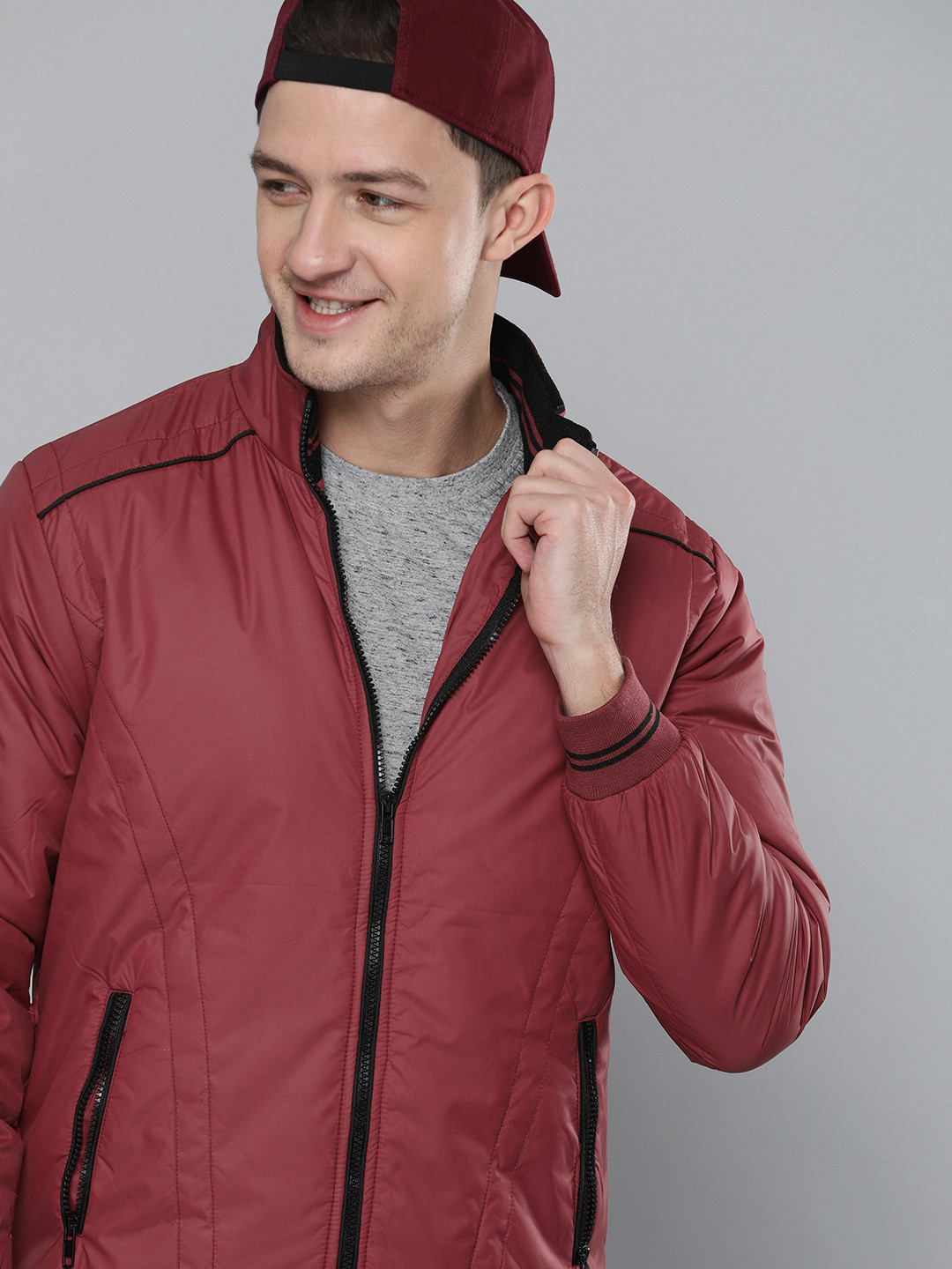 Buy HERE&NOW Men Maroon Padded Jacket - Jackets for Men 14473466 | Myntra