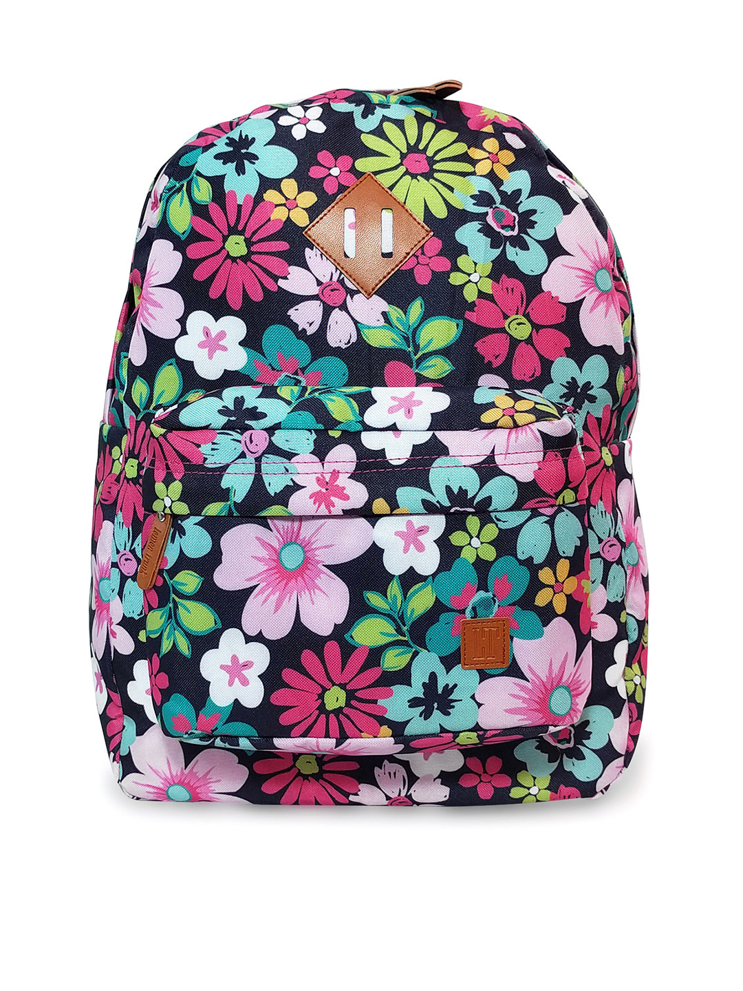 Buy Lemon Trunk Unisex Black Waterproof Floral Print Laptop Backpack ...