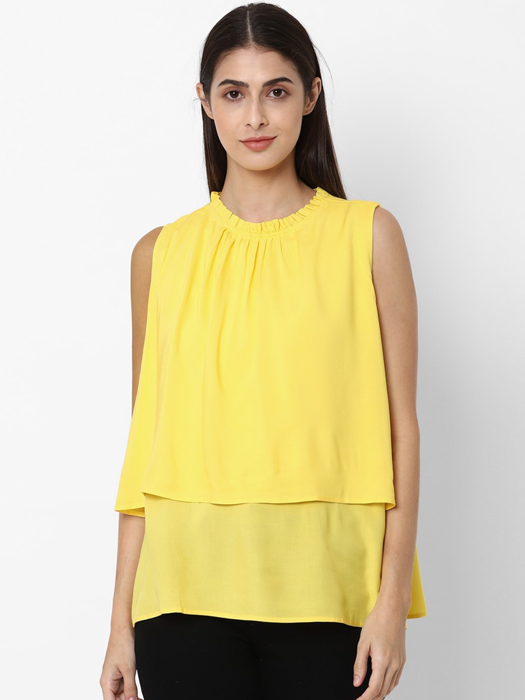 Buy Allen Solly Woman Yellow Tiered Top Tops For Women 14489172 Myntra