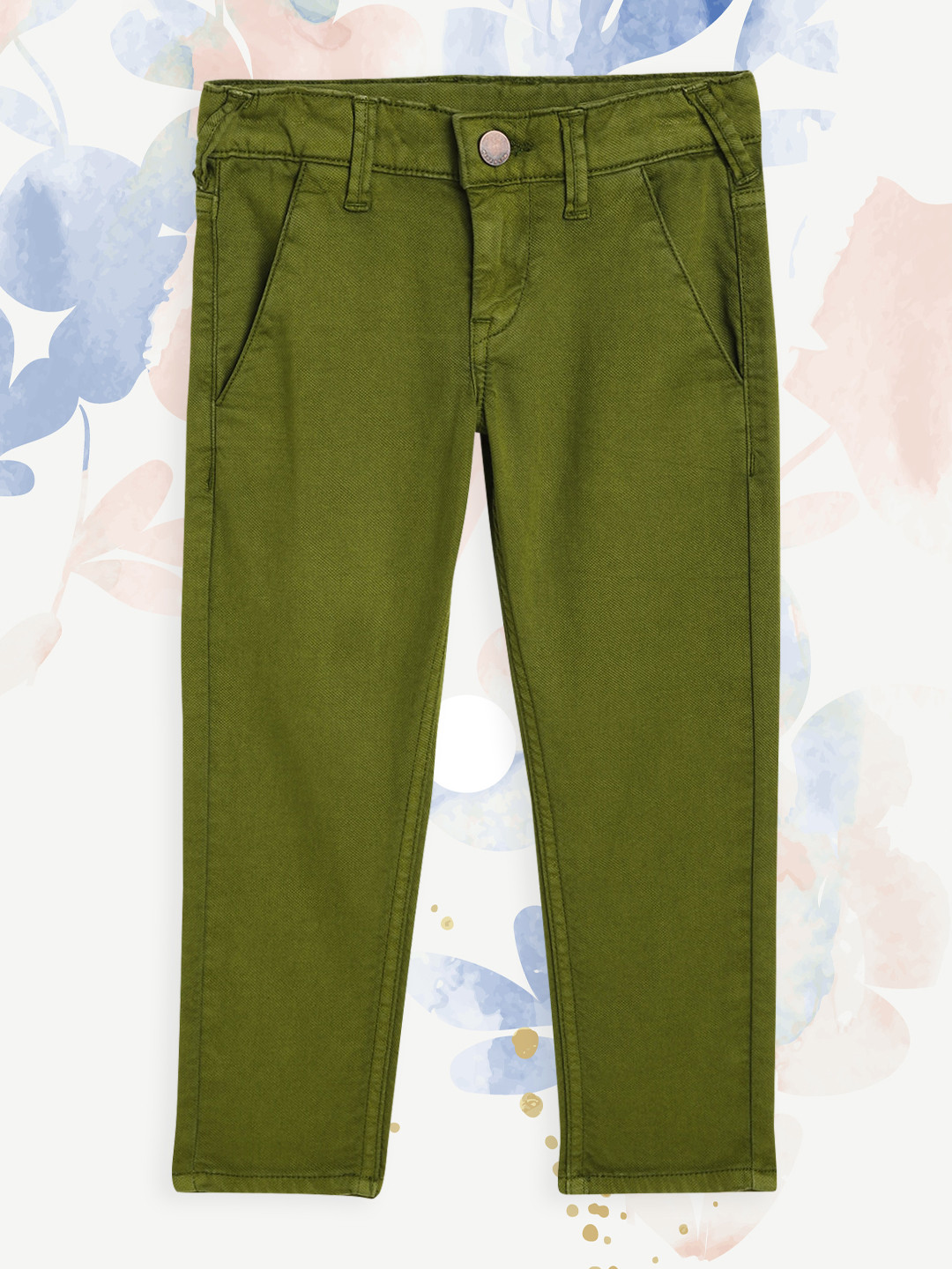 Buy HERE&NOW Boys Olive Green Slim Fit Stretchable Jeans - Jeans for ...