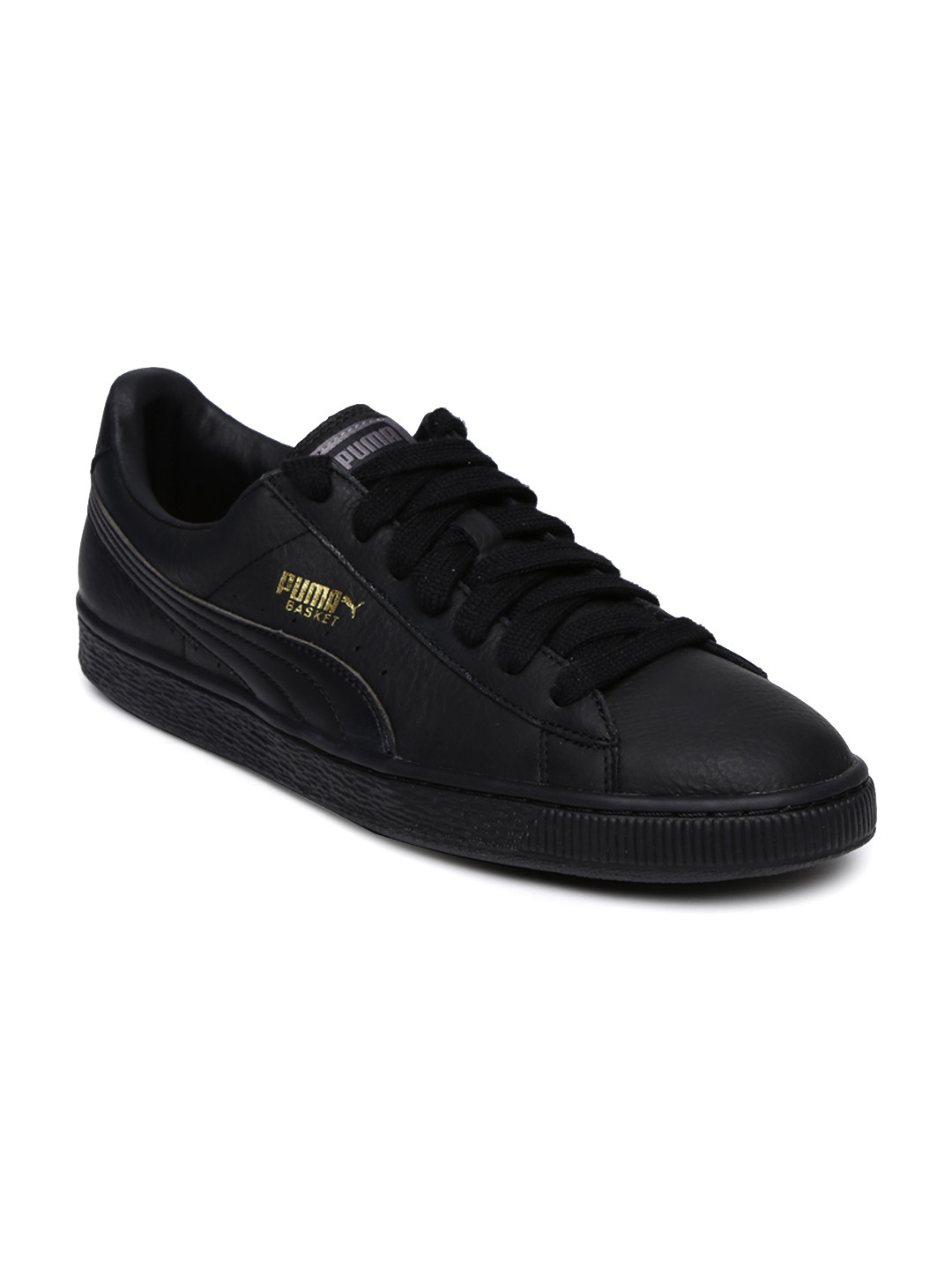 Buy PUMA Men Black Solid Basket Classic Leather Sneakers - Casual Shoes ...
