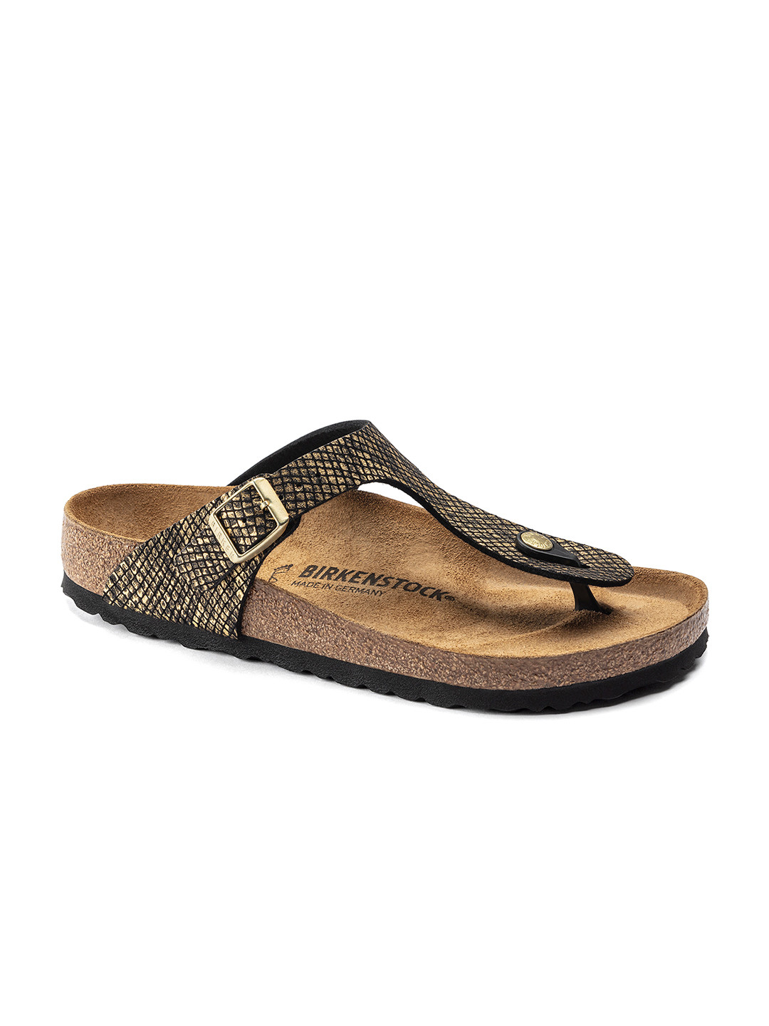 Buy Birkenstock Gizeh Shiny Python Black Regular Width Micro Fibre ...