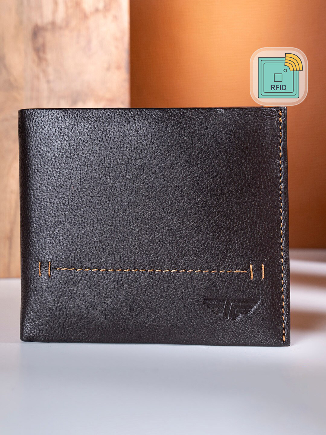 Buy Red Tape Men Brown Textured Leather Two Fold Wallet With RFID ...