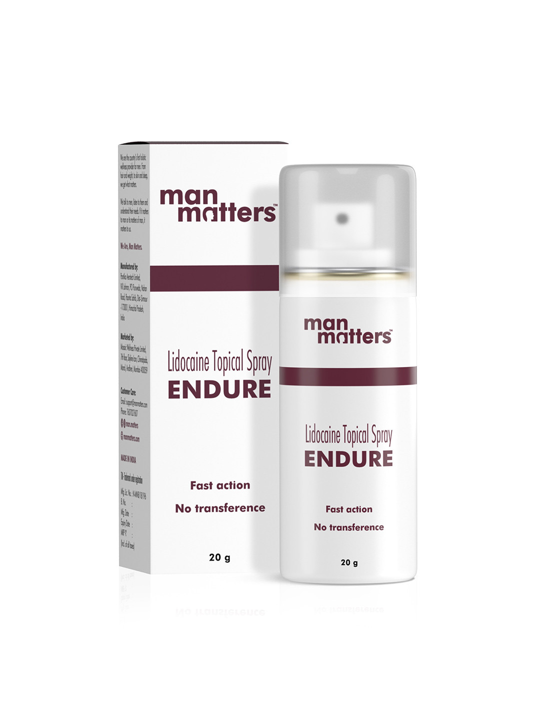 Buy Man Matters ENDURE Lidocaine Topical Spray 20 G - Lubricants for ...