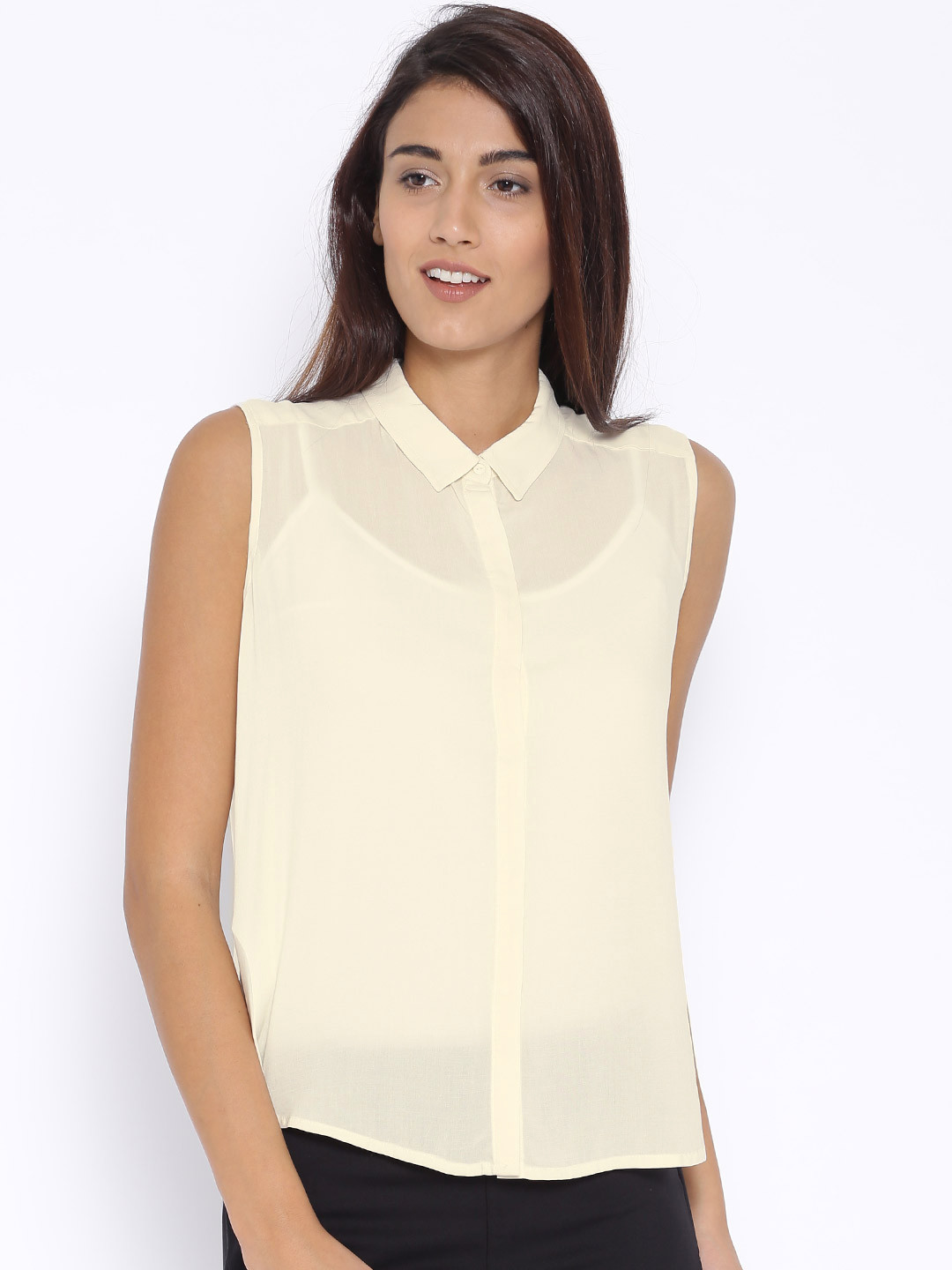 Buy MANGO Cream Coloured Shirt - Shirts for Women 1452151 | Myntra