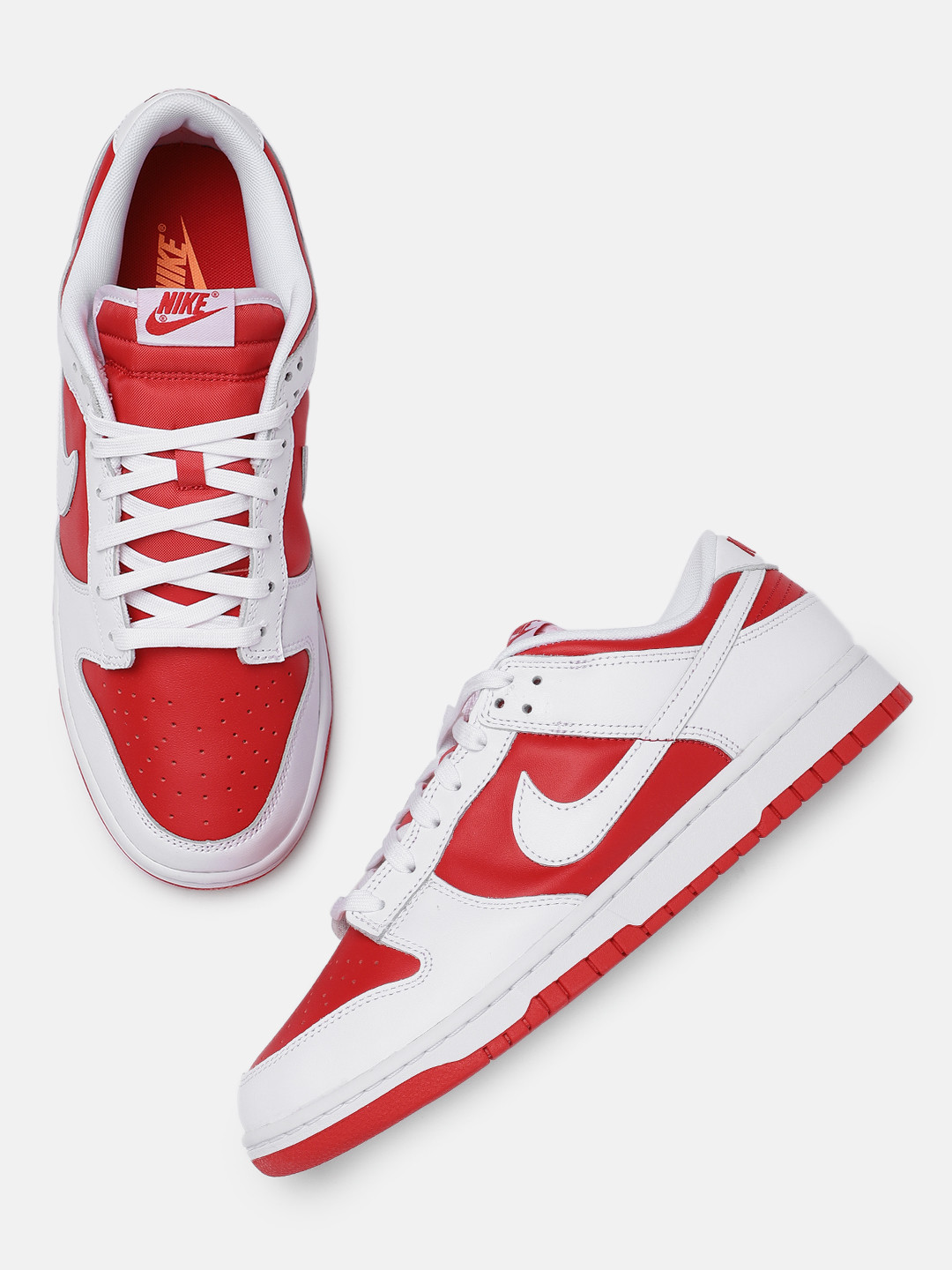 Buy Nike Men Red Leather DUNK LOW RETRO Sneakers - Casual Shoes for Men ...