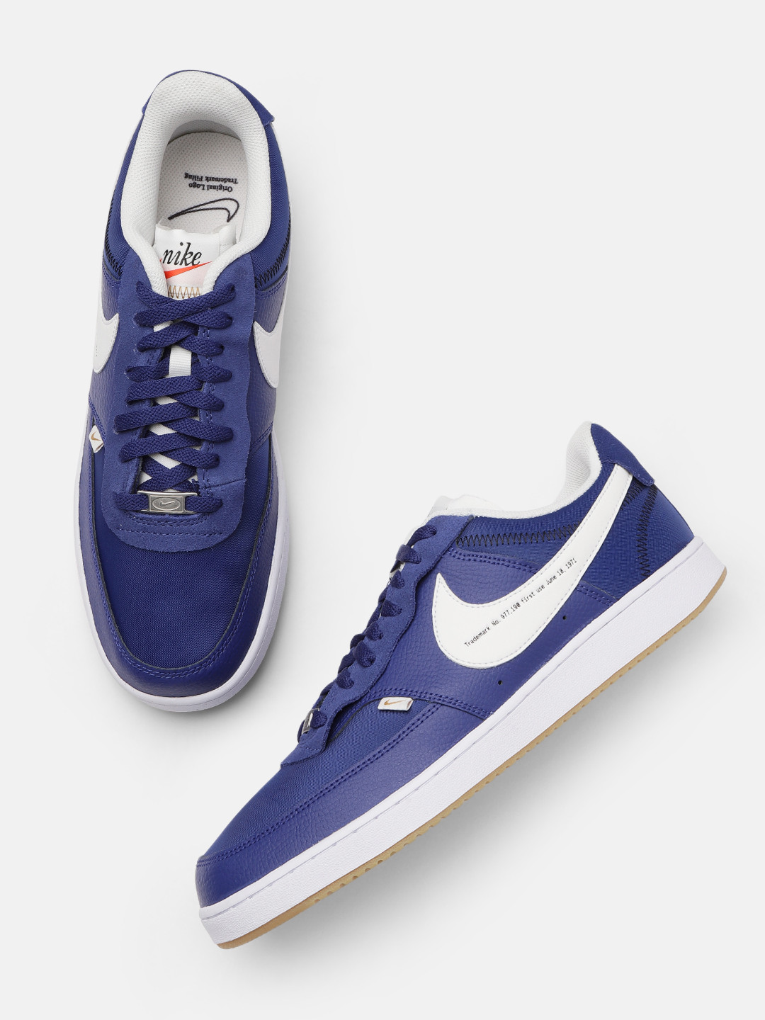 Buy Nike Men Blue COURT VISION Colourblocked Leather Sneakers - Casual ...