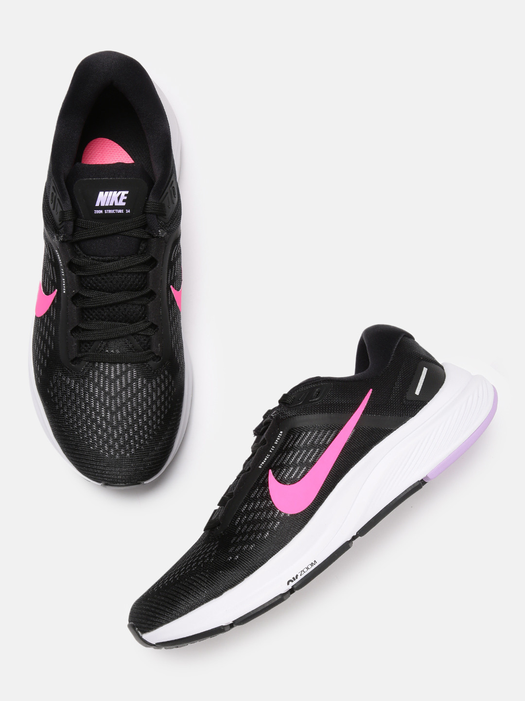 Buy Nike Women Black AIR ZOOM STRUCTURE 24 Road Running Shoes - Sports ...