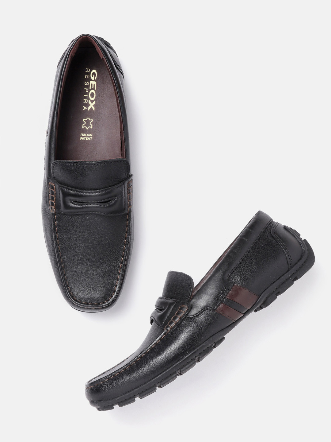 Buy Geox Men Black Leather Driving Shoes - Casual Shoes for Men ...