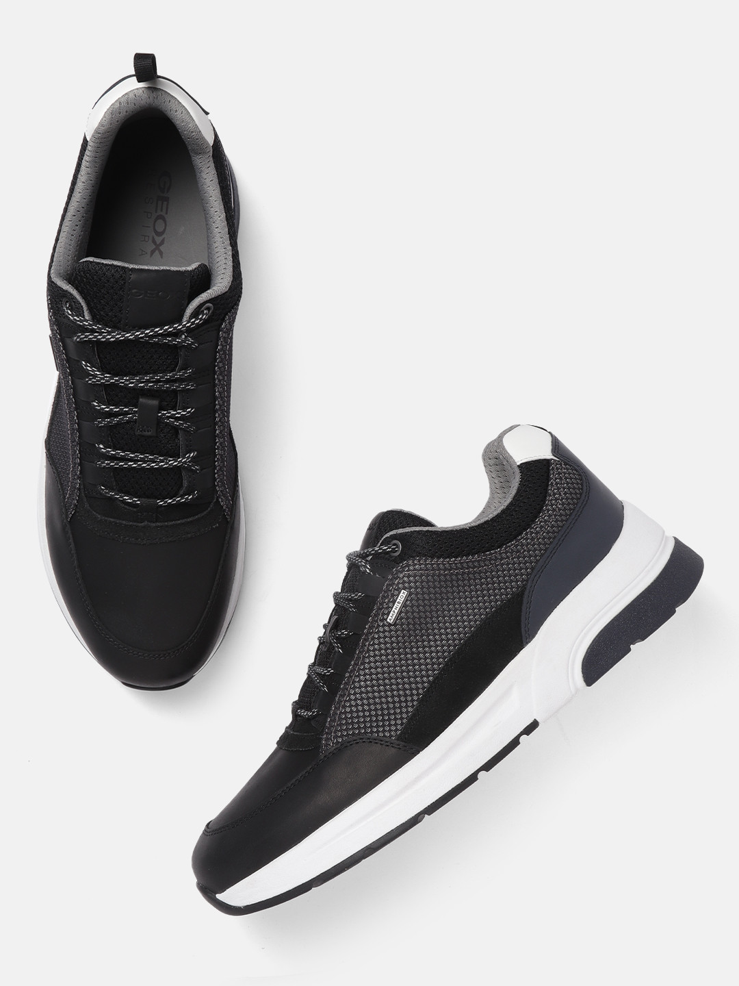 Buy Geox Men Black & Grey Woven Design Sneakers - Casual Shoes for Men ...