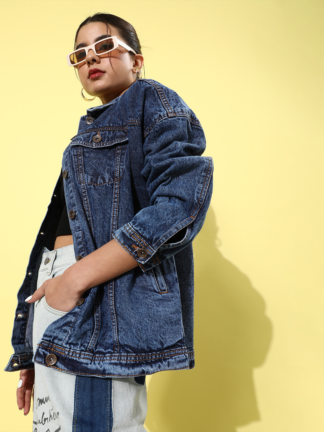 Buy Roadster Women Deep Navy Blue Solid Faux Fur Jacket - Jackets for ...