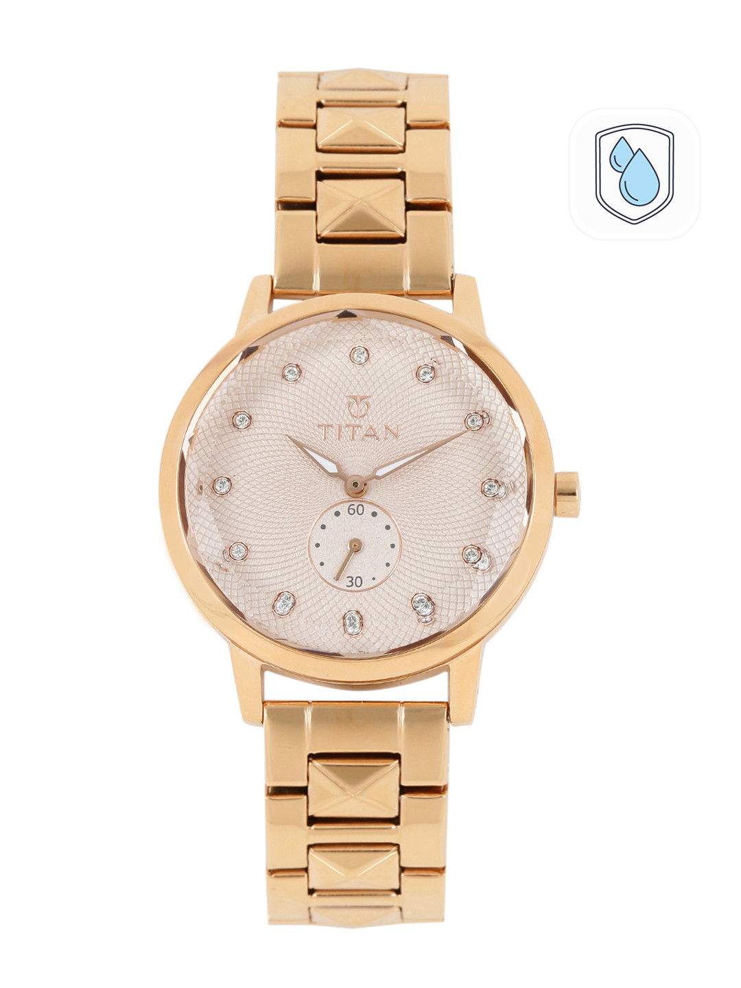 Buy Titan Women Rose Gold Toned Swarovski Analogue Watch 95037WM01J ...