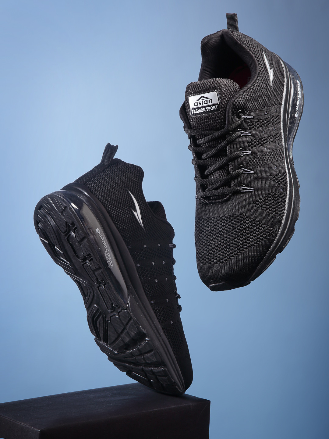 Buy ASIAN Men Black Textile Running Shoes - Sports Shoes for Men ...