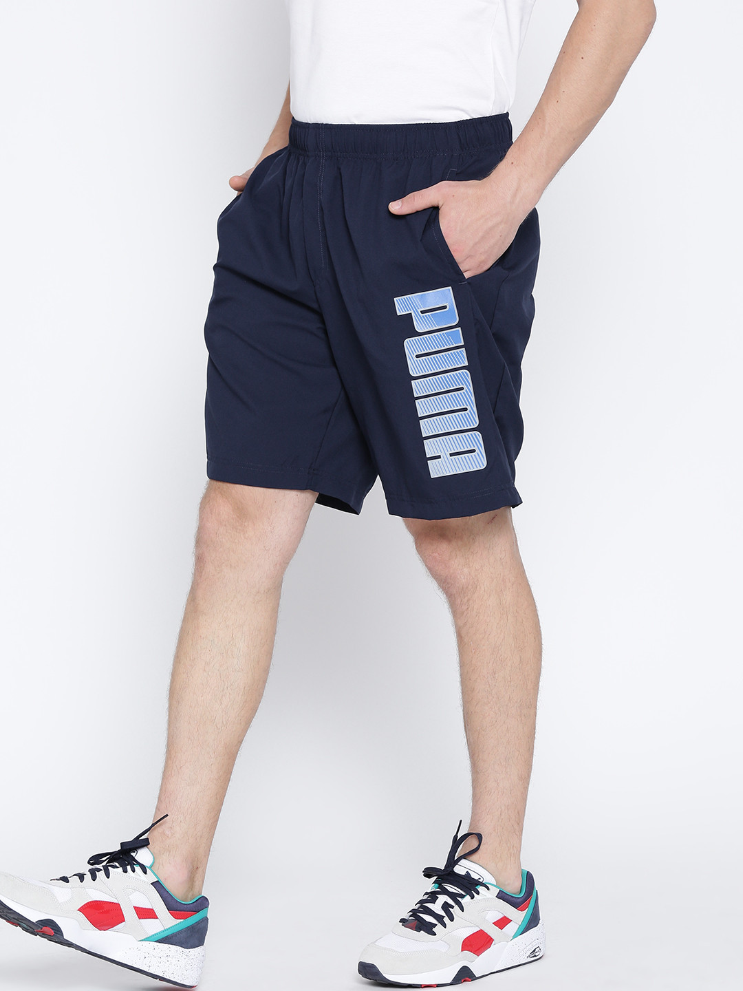 Buy PUMA Men Navy Blue Hero Solid Regular Fit Sports Shorts - Shorts ...