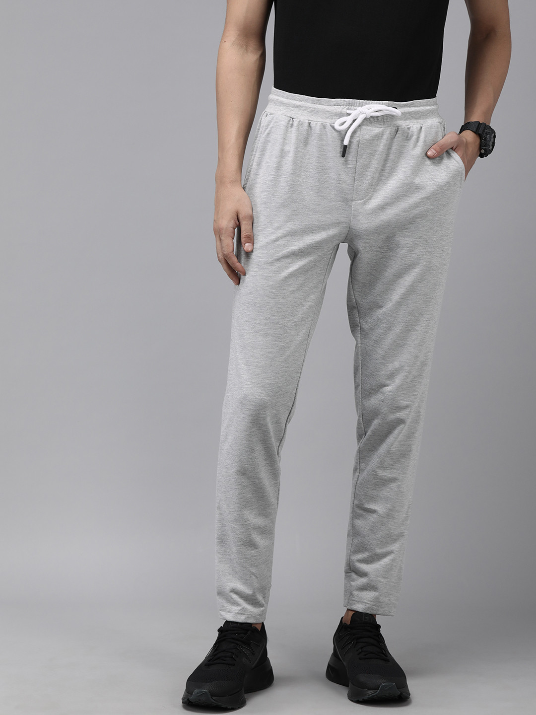 Buy French Connection Men Grey Melange Slim Fit Solid Joggers - Track ...