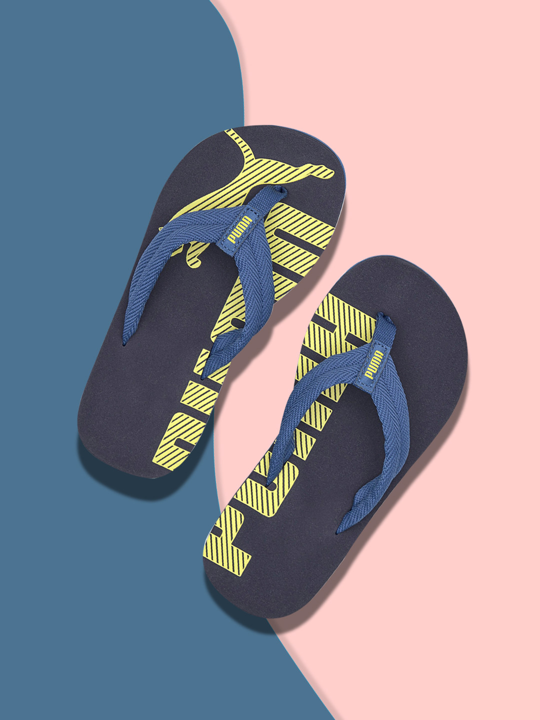 Buy Puma Kids Blue & Yellow Printed Epic Flip V2 PS Thong Flip Flops ...