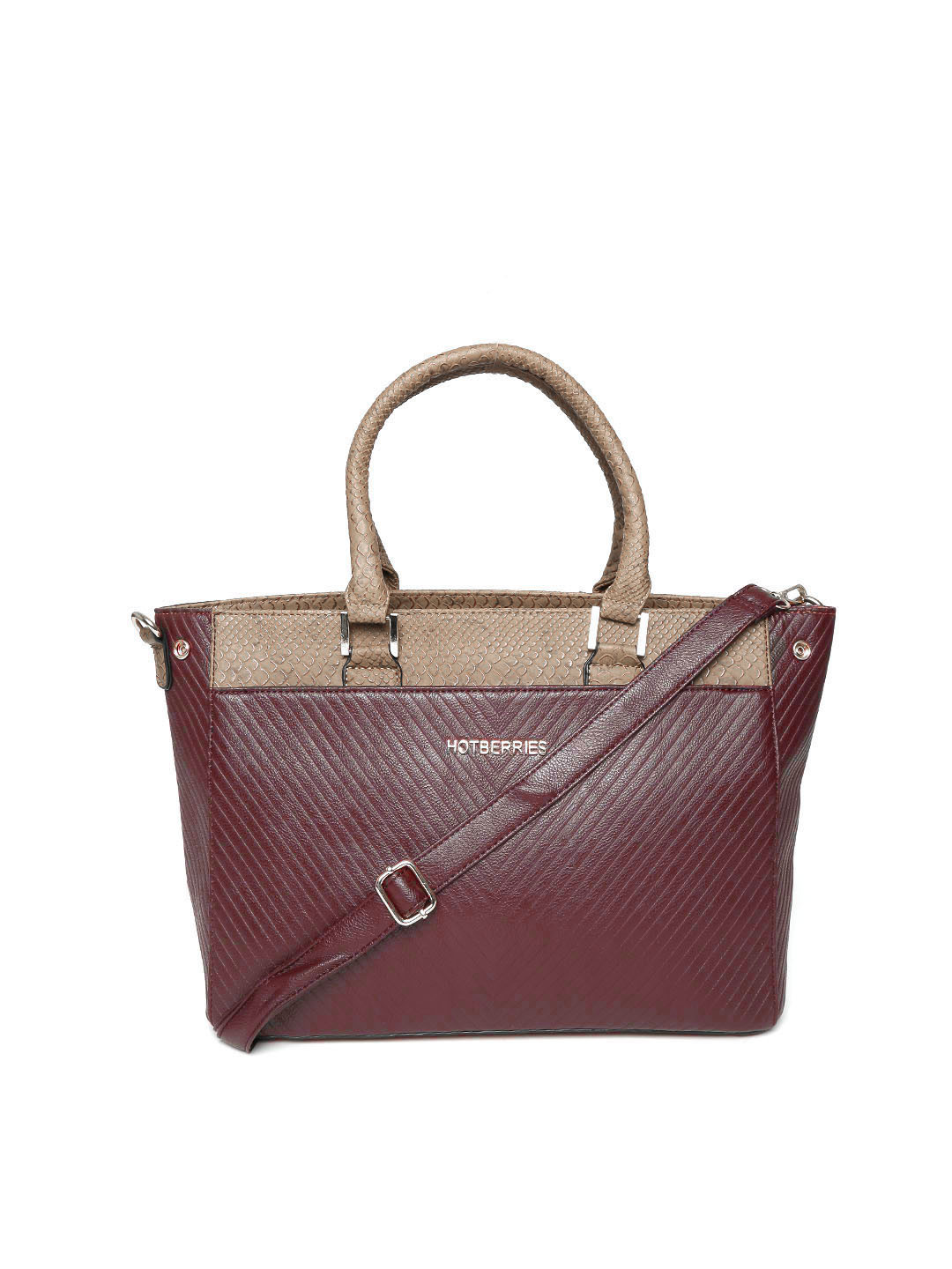 Buy Hotberries Maroon Textured Handbag With Sling Strap - Handbags for ...