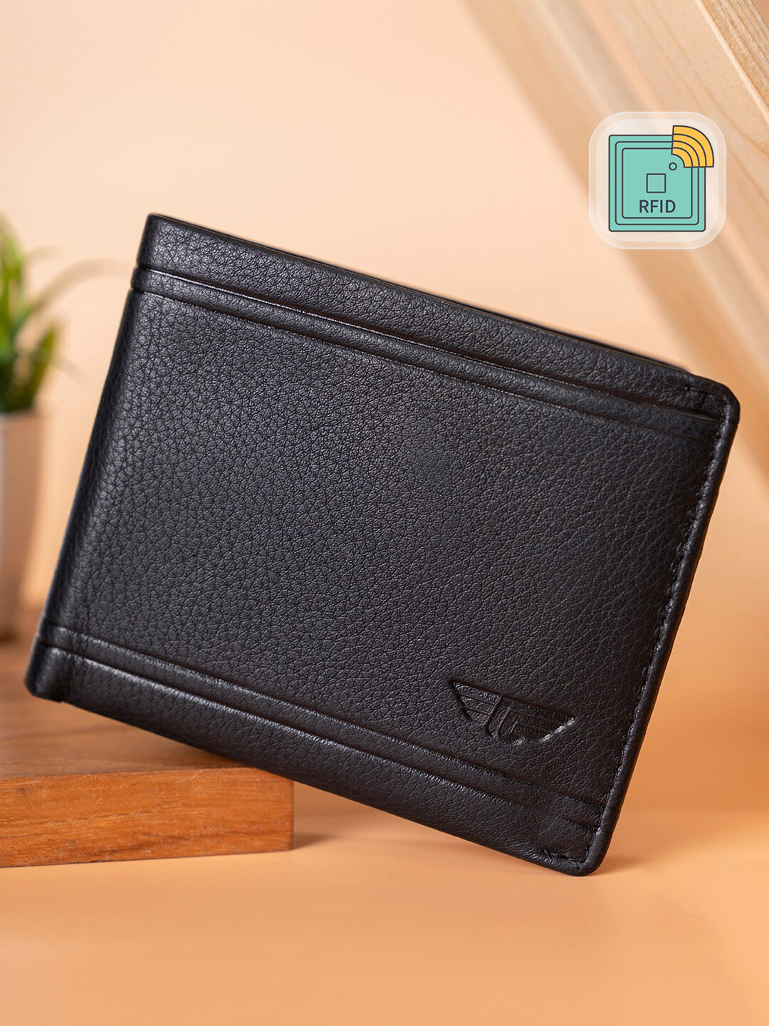 Buy Red Tape Men Black Textured Leather Two Fold Wallet With RFID ...